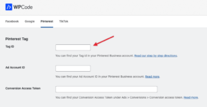How to find your Pinterest Tag ID and Conversion Access Token - WPCode