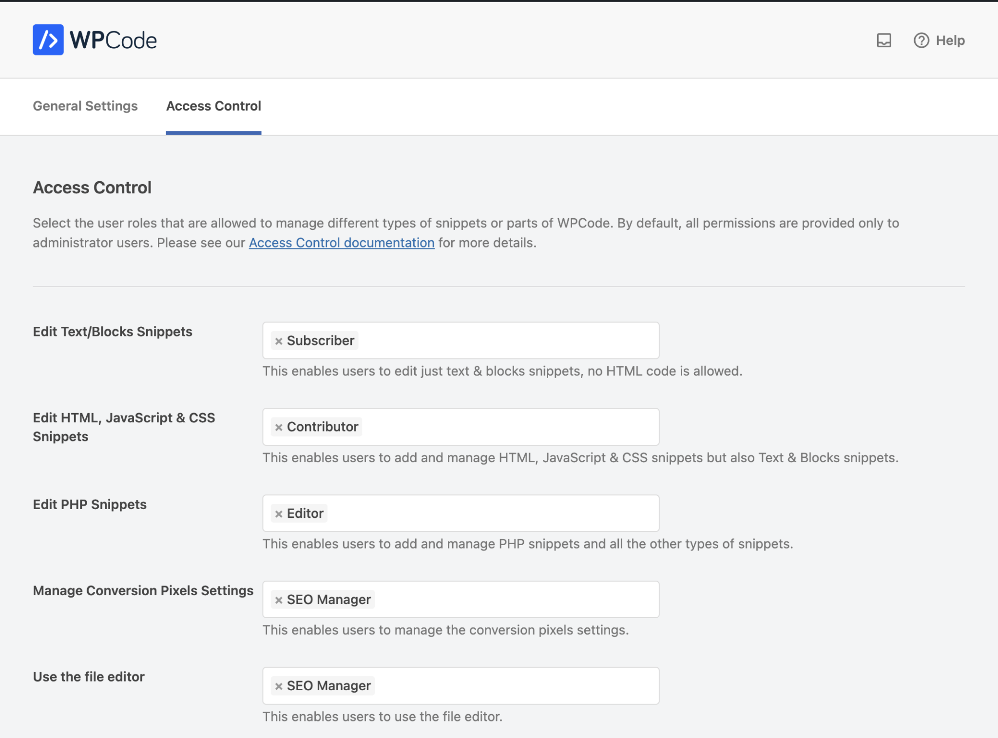 Access Control - WPCode